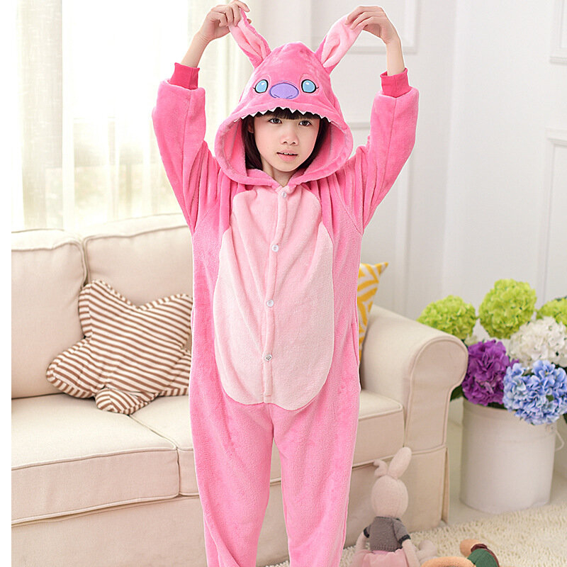 (Pink, 10T) Kigurumi Suit Children Winter Overalls Kids Pajamas Girl ...