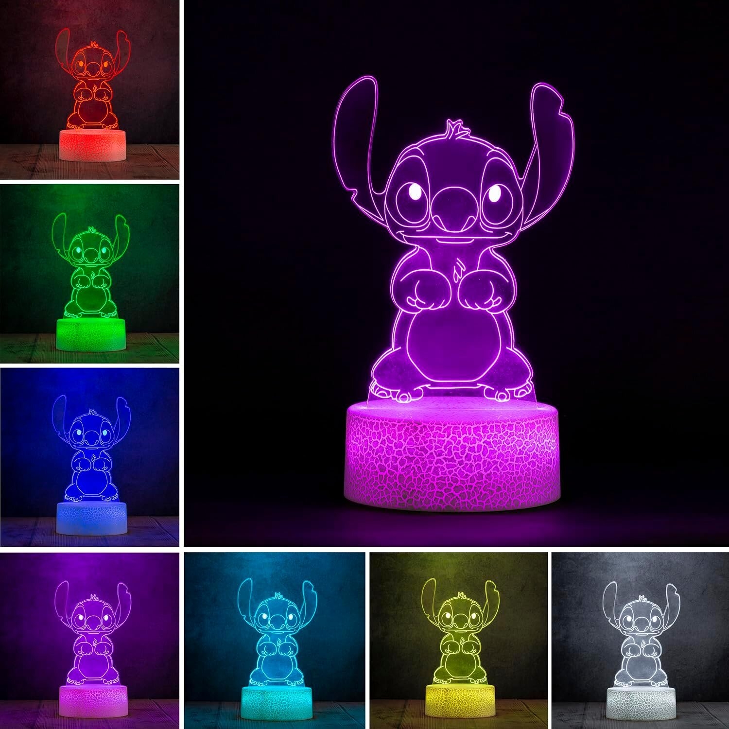 3D Slideshow, Stitch 3D LED Stitch Light Control Stitch Table Lamp, 7 ...