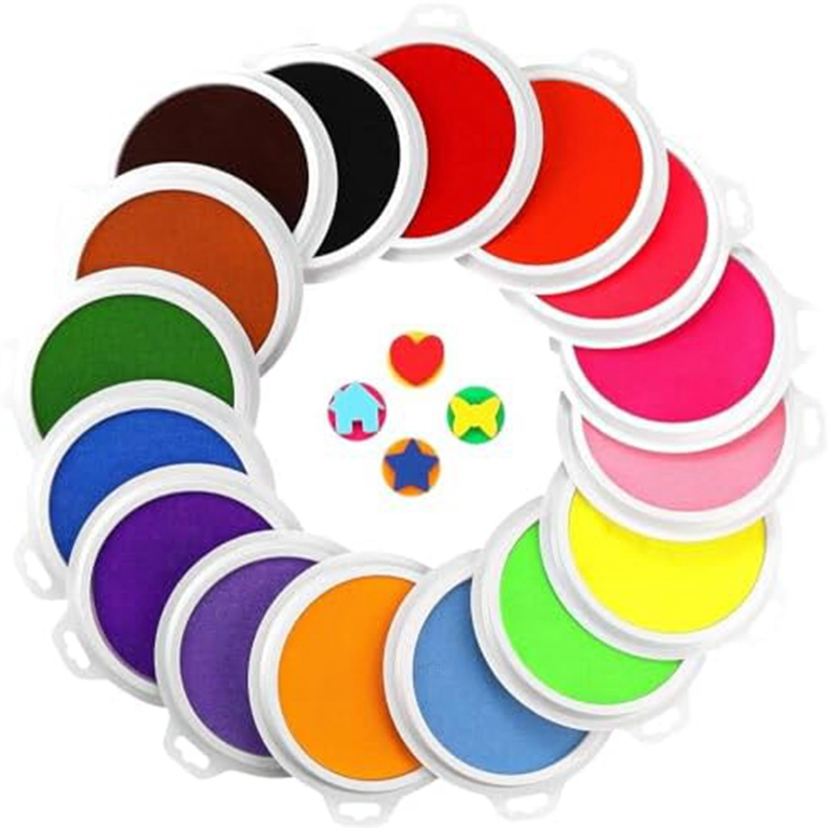 16PCS Washable Ink Pads for Kid-7In for Finger Painting Rubber Stamps ...