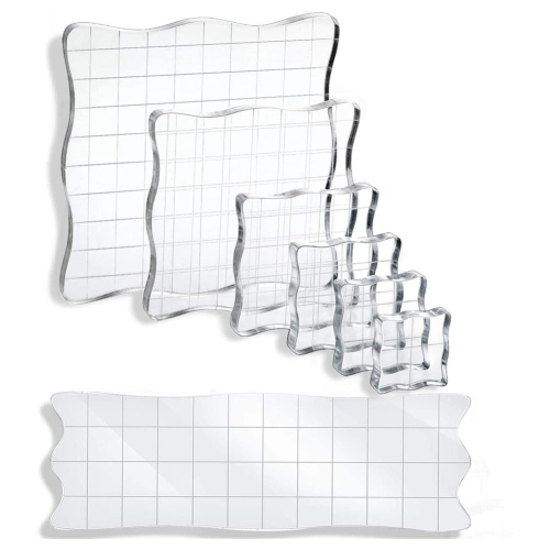 7 Pcs Acrylic Stamp Block Assorted Sizes Clear Blocks with Grid Lines ...