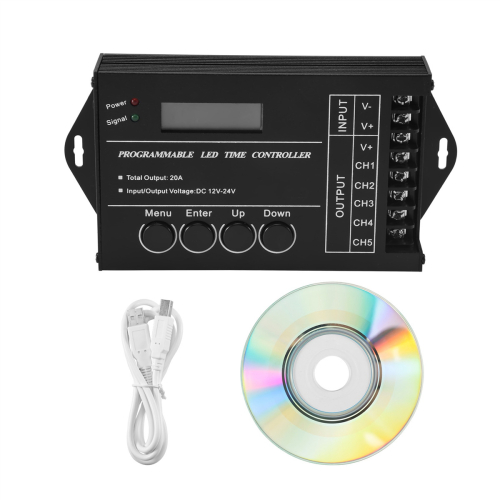 programmable RGB LED Controller DC12V-24V 5 Channel LED Timing dimmer ...