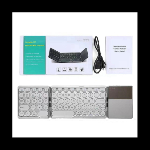 64 Keys Three Folding Round Cap Bluetooth Keyboard Computer, Silver on ...