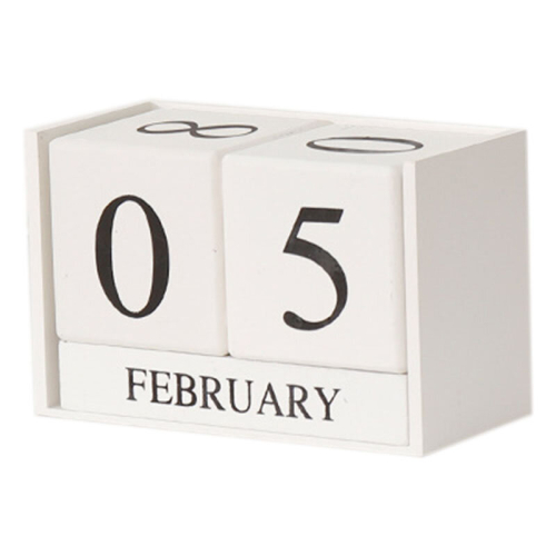 Wooden Perpetual Calendar Wooden Desk Block Calendar-Permanent(White ...