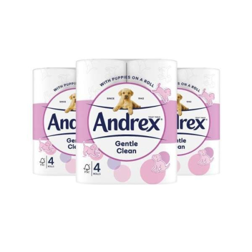 Andrex Gentle Clean Toilet Tissue Roll , 4 Roll In Pack (Pack of 3) on ...
