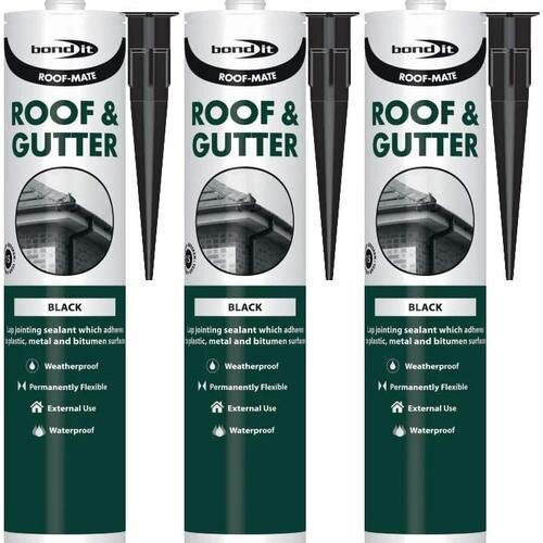 Bond It Roof-Mate, Roof and Gutter Sealant, Black, 310ml (Pack of 3) on ...