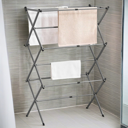 Folding Clothes Airer Dryer 3 Tier Towel Rail Laundry Washing Maiden ...
