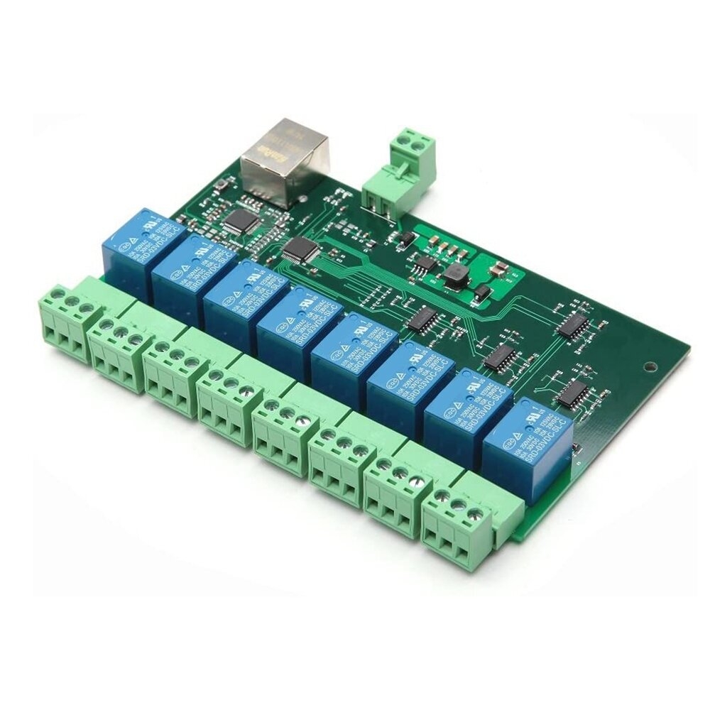 Modbus RTU 8 Channel 12V Relay Output Board Module Switch Input RS485 / TTL Communication Module ...
