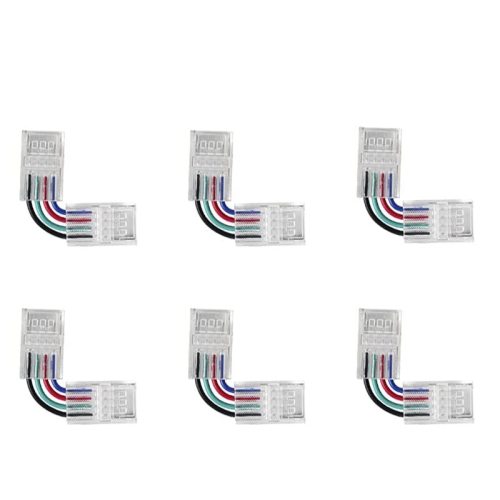 L Shape 4-Pin RGB LED Connectors 6 Packs 10mm Wide Right Angle Corner ...