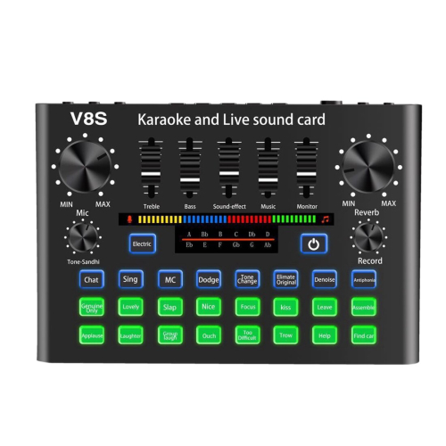 V8S Phone Sound Card Set Bluetooth Microphone Live Broadcast Equipment Computer Universal ...