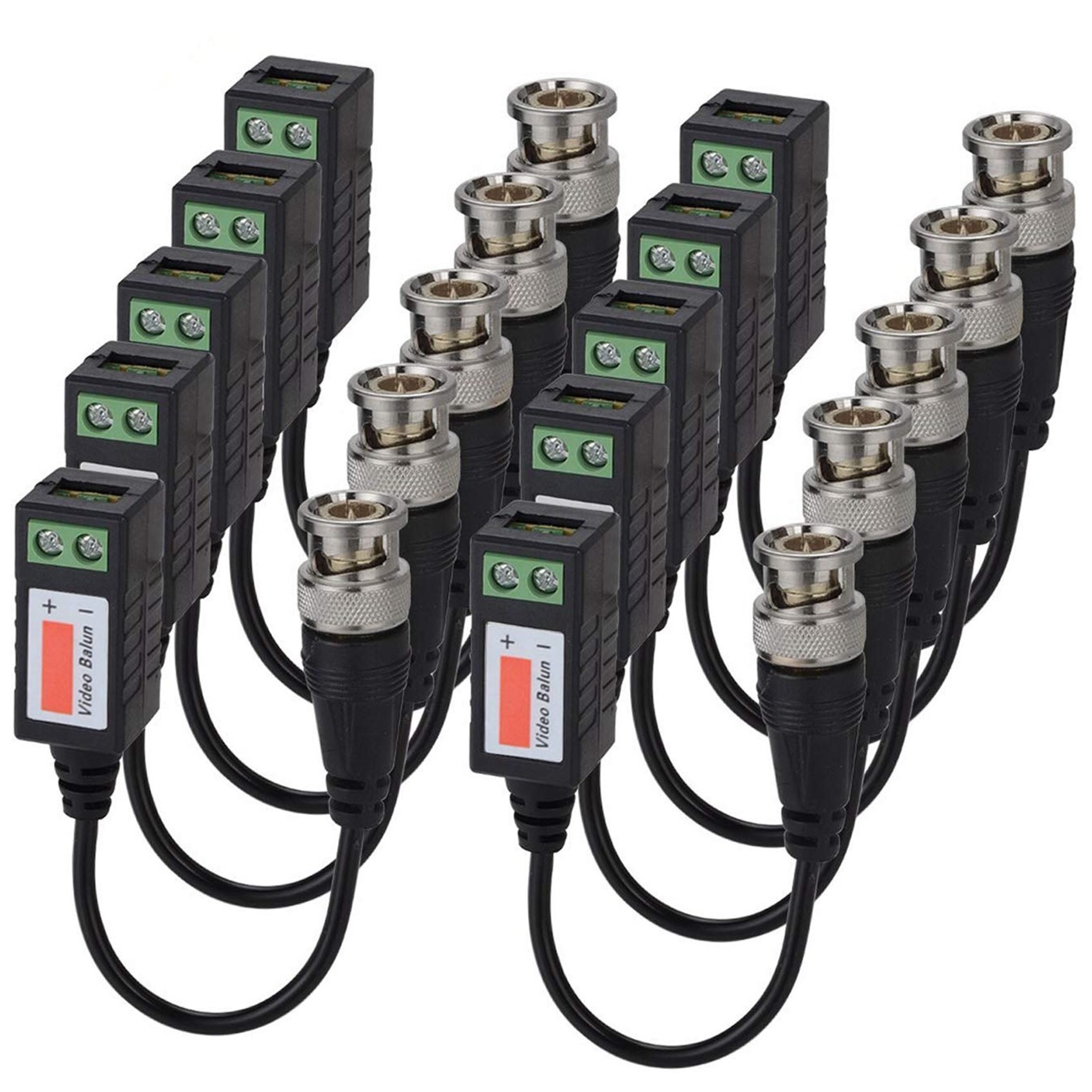 Video Balun Connectors Passive 8 Pairs Cat5 HD Mini CCTV BNC Video Balun Transceiver Cable for ...