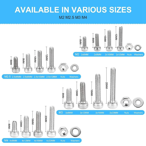 M2 M2.5 M3 304 Stainless Steel Hexagon Head Cap Machine Screw ...