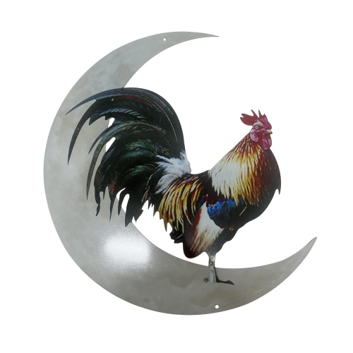 Rooster and Moon Wall Sculpture Art Chicken Ornaments Chicken on the ...