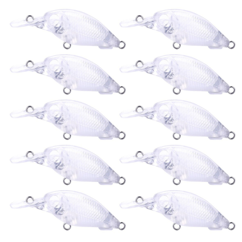 10Pcs Fishing Lure Blank Embryo 5CM/4G Thick Long Tongue Transparent ...