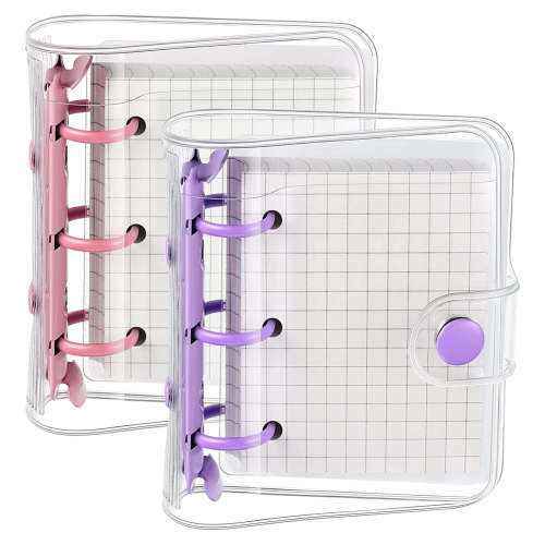 2 Sets Mini Transparent 3 Ring Binder Covers with Inner Paper Mini ...