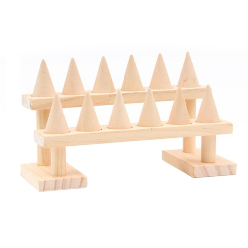 12 Fingers Ring Display Stands, 2 Step Wood Cone Ring Organizer, Ring ...