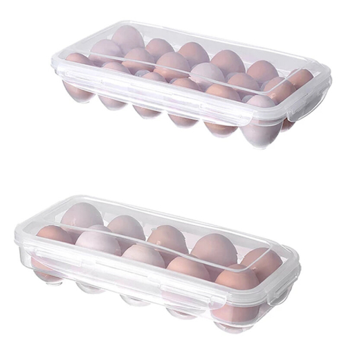 2Pcs Egg Storage Box Egg Tray with Lid Kitchen Refrigerator Egg Box Egg ...