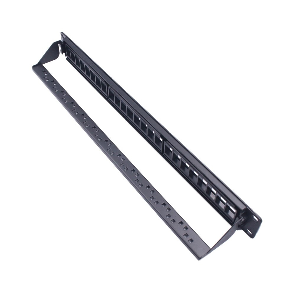 1U Cabinet Pass-Through 24 Port CAT6 Patch Panel RJ45 Connector Network ...
