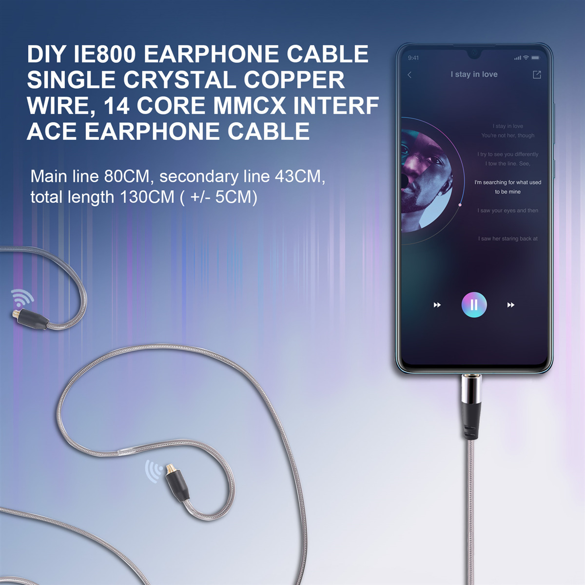 DIY Ie800 Headphone Cable Single Crystal Copper Wires, 14 Core MMCX ...
