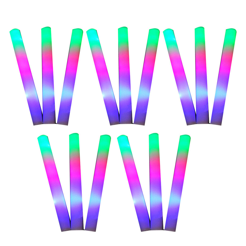 15 Pcs LED Glow Sticks Bulk Foam Stick Glow Batons with 3 Modes ...
