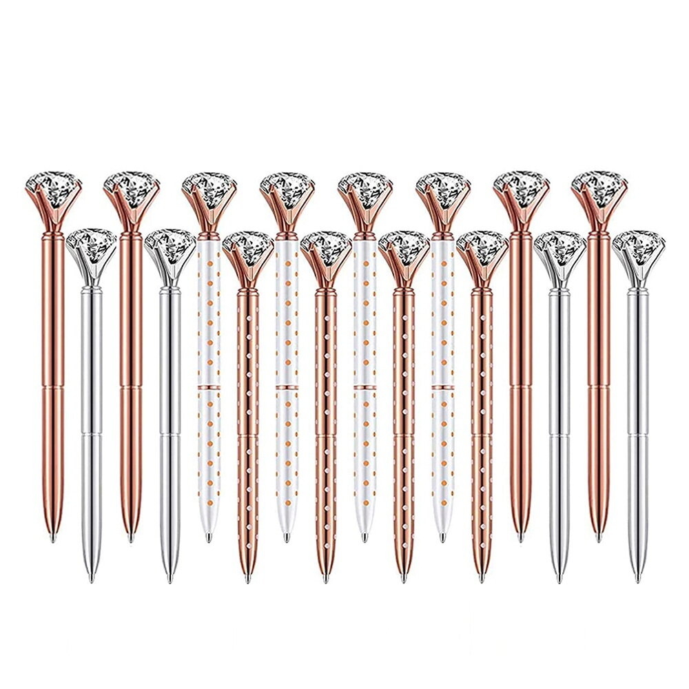 16PCS Rose Gold Ballpoint Pens Diamond Ballpoint Pens Fancy Cute ...