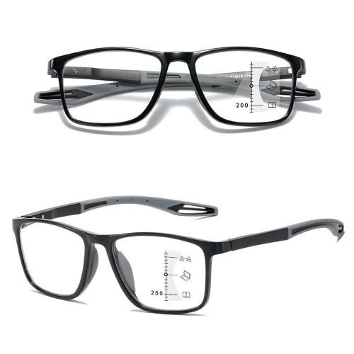 Mens Women TR90 Progressive Multifocus Reading Glasses Sports Square ...