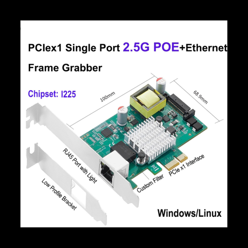 PCIE to 2.5G POE Gigabit Card Single Port RJ45 Gigabit PCIe X1 PoE+ on ...