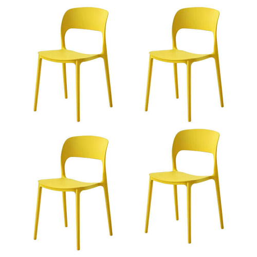 (4x Yellow Stacking Chairs) Modern Style Retro Dining Garden Stackable ...