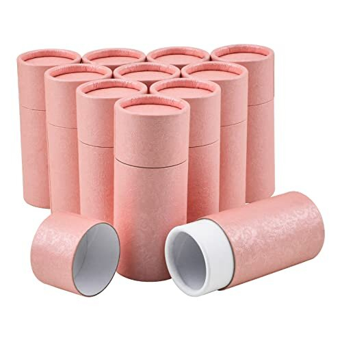 WANDIC Small Kraft Paperboard Tubes, 12 pieces Pink Round Kraft Paper ...