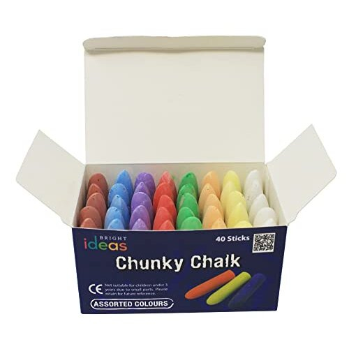 Bright Ideas PK40 Chunky Chalk Sticks, Bright Coloured Playground Chalk ...