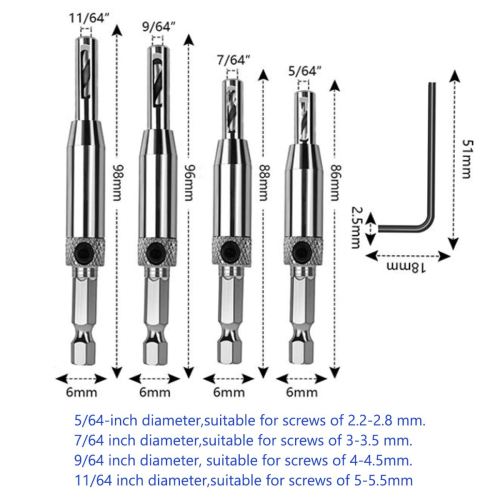 Pieces Hinge Drill Bit Set, Self Centering Hinge Drill Bits Set, Hinge ...