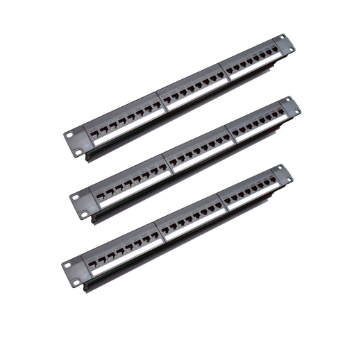 3X 19Inch 1U Cabinet Rack Pass-Through 24 Port CAT6 Patch Panel RJ45 ...