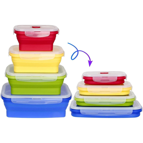4 Pack Silicone Collapsible Food Storage Containers Set BPA Free ...