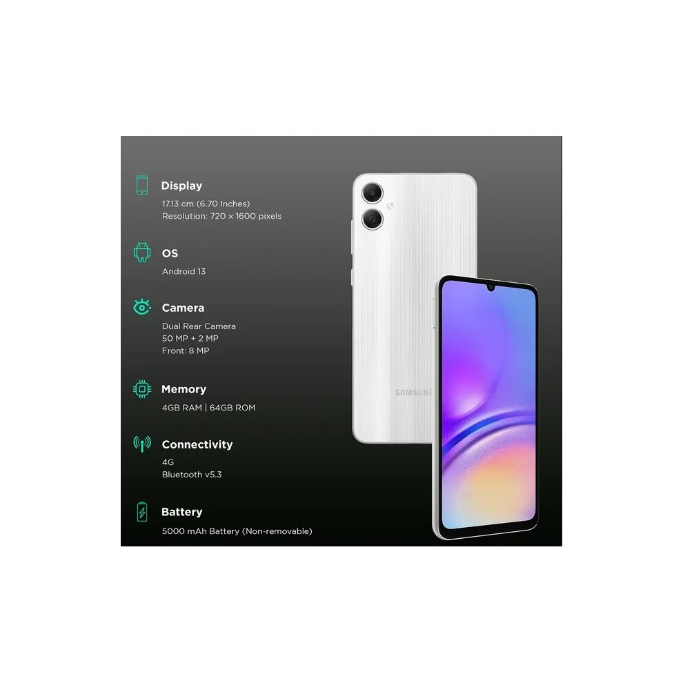 Samsung Galaxy A05 SM-A055F/DS 4GB 128GB Dual Sim Unlocked Black on OnBuy