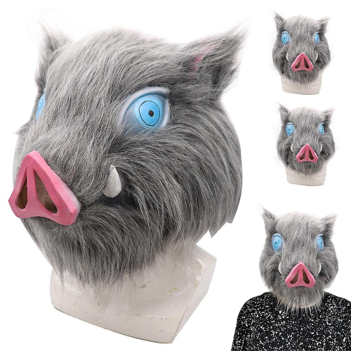 Halloween Demon Slayer Hashibira Inosuke Mask Full Head Cosplay Party ...