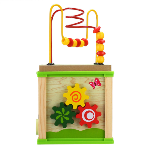 5 IN 1 Wooden Wisdom Around Activity Bead Maze Cube Shape Sorter ...