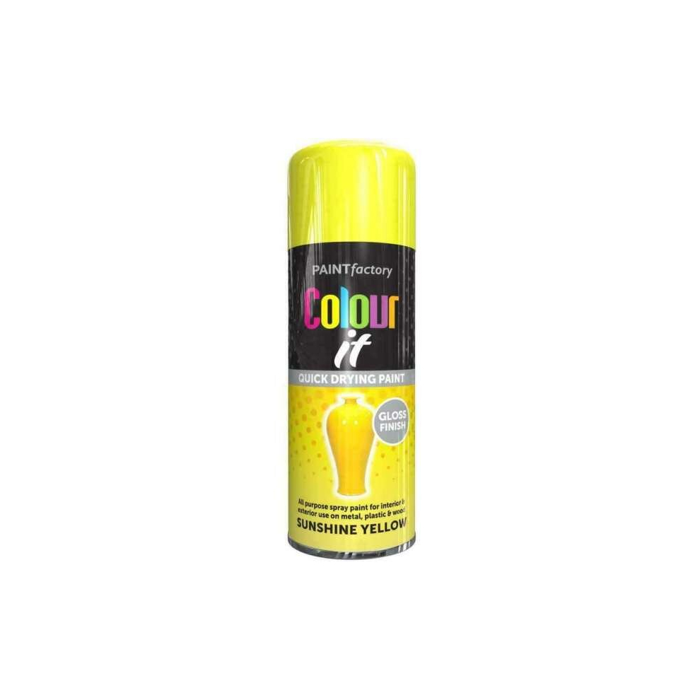 Paint Factory Colour It Primer Spray Paint 400ml Sunshine Yellow Gloss ...