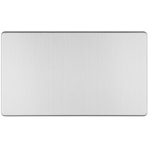 Double SCREWLESS SATIN STEEL Blanking Plate Round Edged Wall Box Hole ...