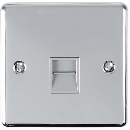 1 Gang Single BT Telephone Master Socket CHROME & GREY Wall Outlet Face ...
