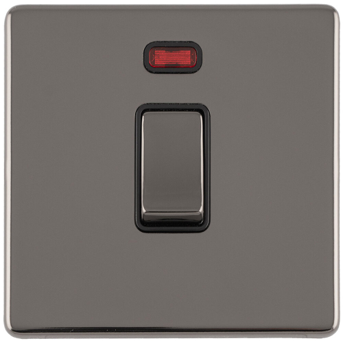 1 Gang 20A Single Light Switch & Neon SCREWLESS BLACK NICKEL 2 Way ...