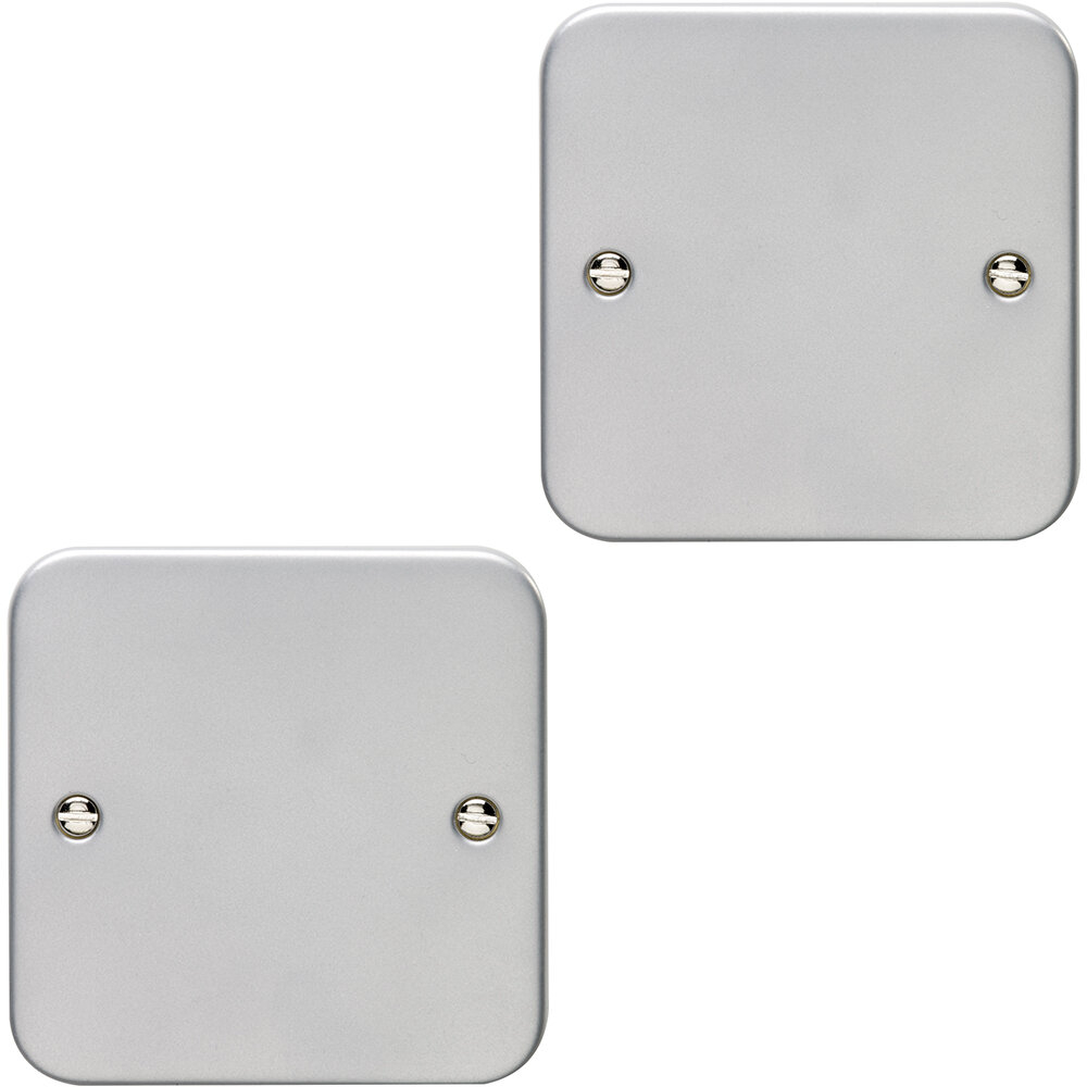 2 PACK Single HEAVY DUTY METAL CLAD Blanking Plate Round Edged Wall Box ...