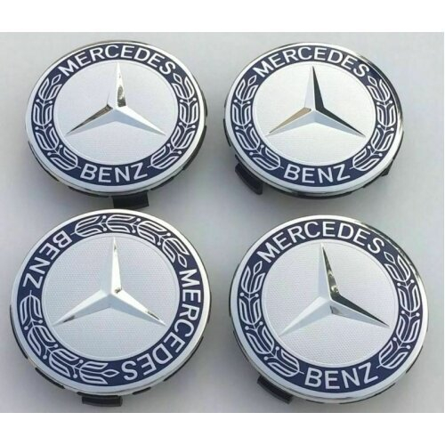 Mercedes Benz Alloy Wheel Centre Caps 75mm Badges Blue Hub Emblem 4X on ...