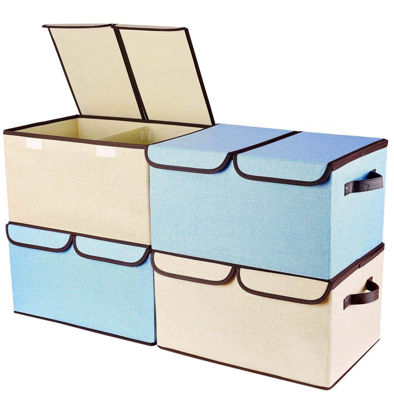 Larger Storage Cubes [4-Pack] Senbowe Linen Fabric Foldable Collapsible ...
