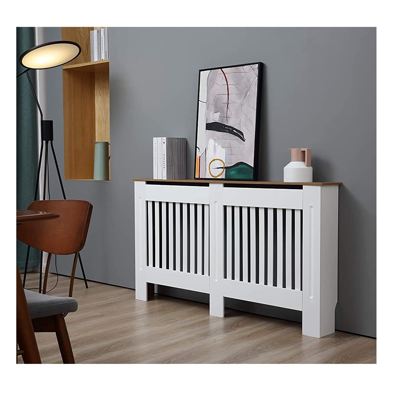 Radiator Cover White Extra Large Modern Cabinet Top Shelving Home ...