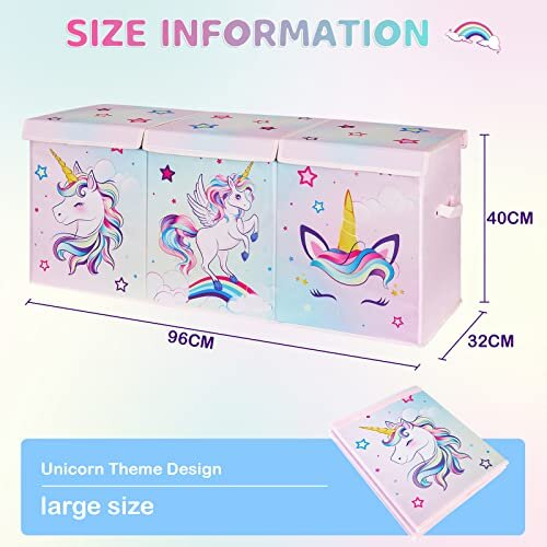 Unicorn Toy Box - Large Toy Storage Organizer with Flip-Top Lid ...