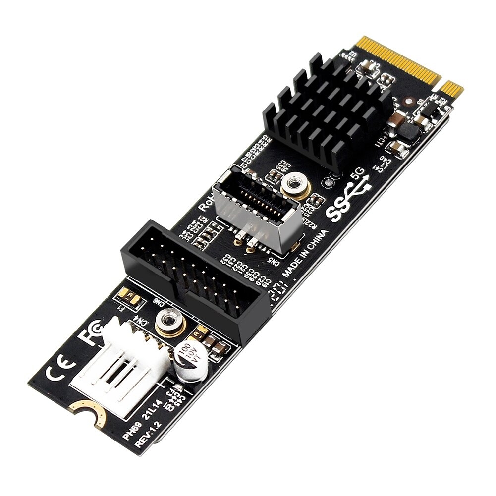 M.2 M-KEY PCIe to Front USB3.1 19Pin Header Convert Card 5Gb TYPE-C+19 ...