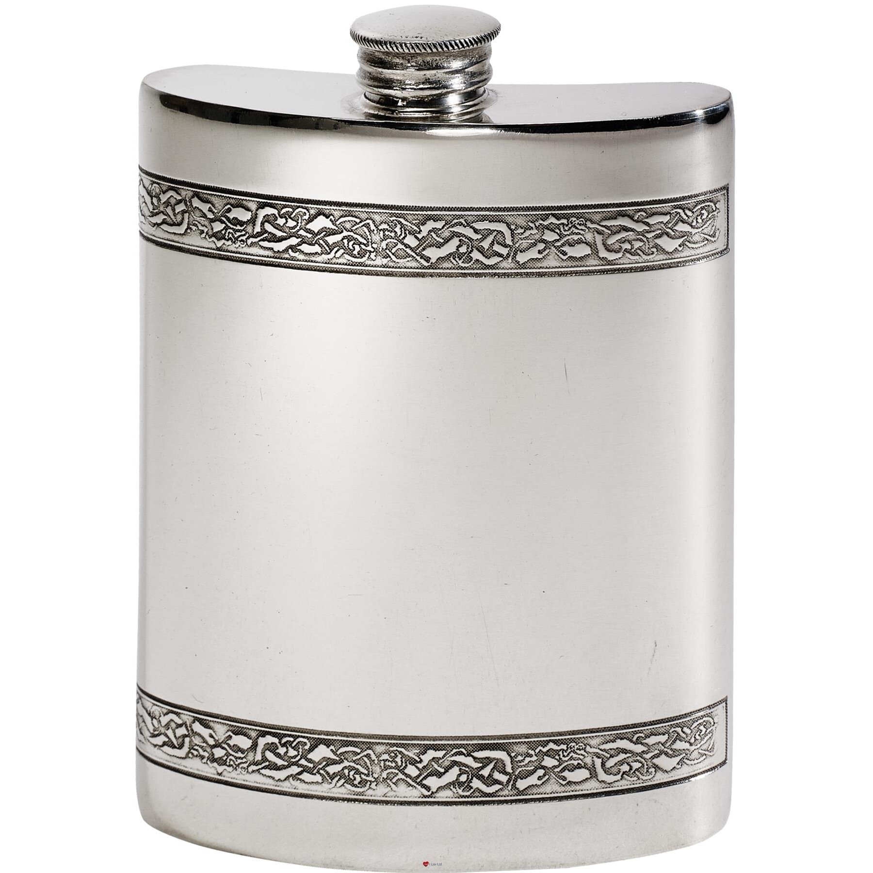 Hip Flask Kidney Shaped Pewter 6oz Double Horizontal Celtic Bands ...