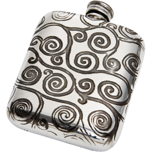 Pocket Hip Flask 4oz in Pewter Embossed all over with Tree of Life ...