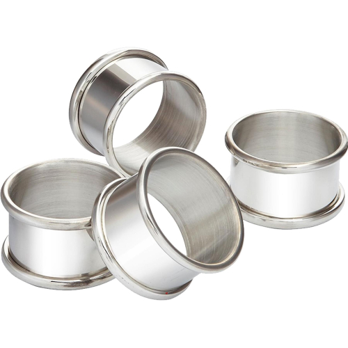 Set of Four Pewter Napkin Rings Simple Plain Pewter Napkin Ring Bright ...