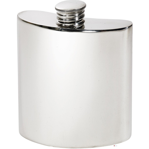4oz Pewter Medium Hip Flask Kidney Shaped in Plain Bright Polished ...