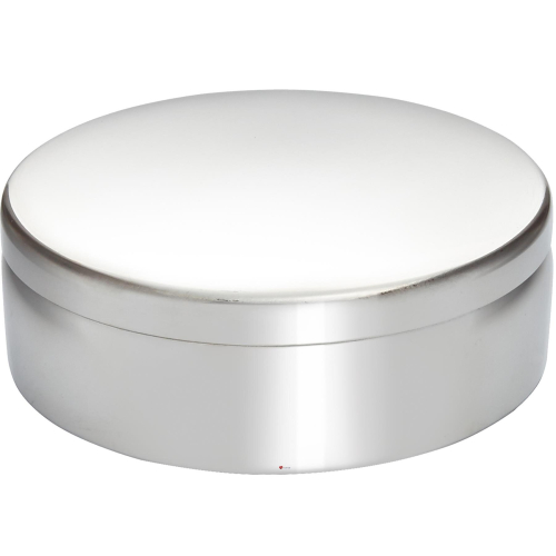 8cm Trinket Box Medium Round Plain Pewter Lid and Base Bright Polished ...
